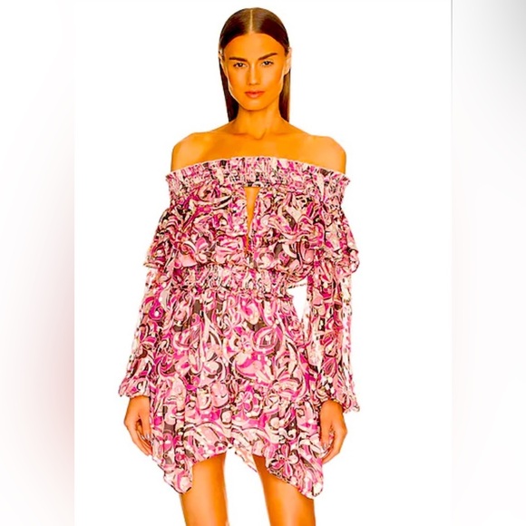 REVOLVE | Dresses | Dundas X Revolve Pink And Purple Ruffled Dress ...